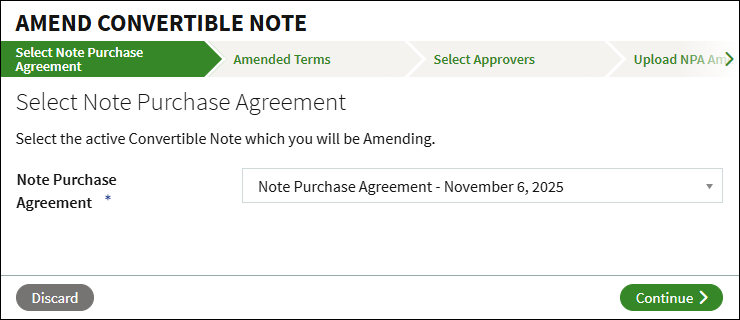 · Amend Convertible Note Purchase Agreement Workflow – Support Center